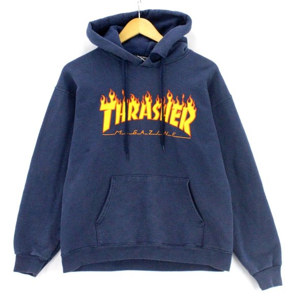 Trasher | Tops | Vintage Trasher Hoodie Sweatshirt Unisex Navy Blue ...
